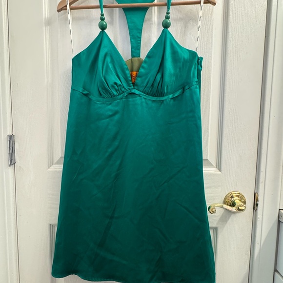 Voom by Joy Han | Dresses | Emerald Green Satin Chemise | Poshmark